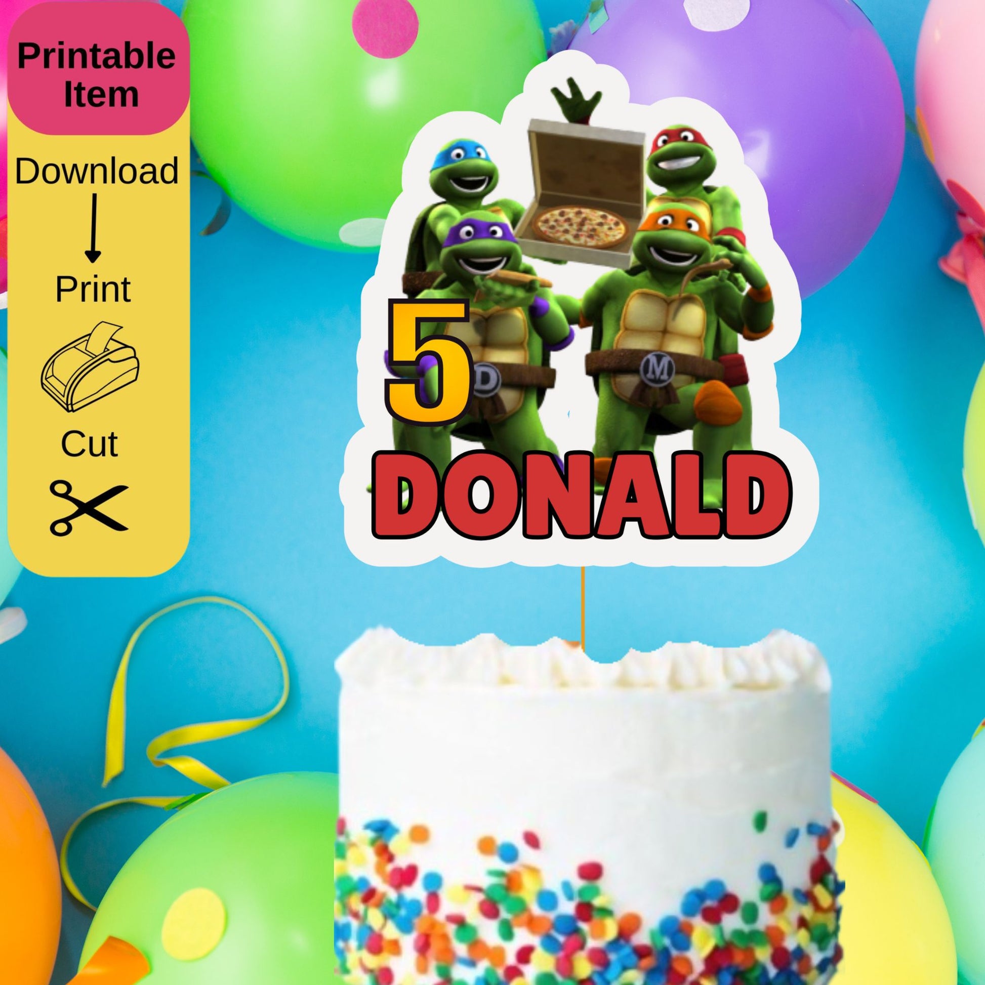 TMNT Cake Topper - Printable Teenage Mutant Ninja Turtles Cake Topper ...
