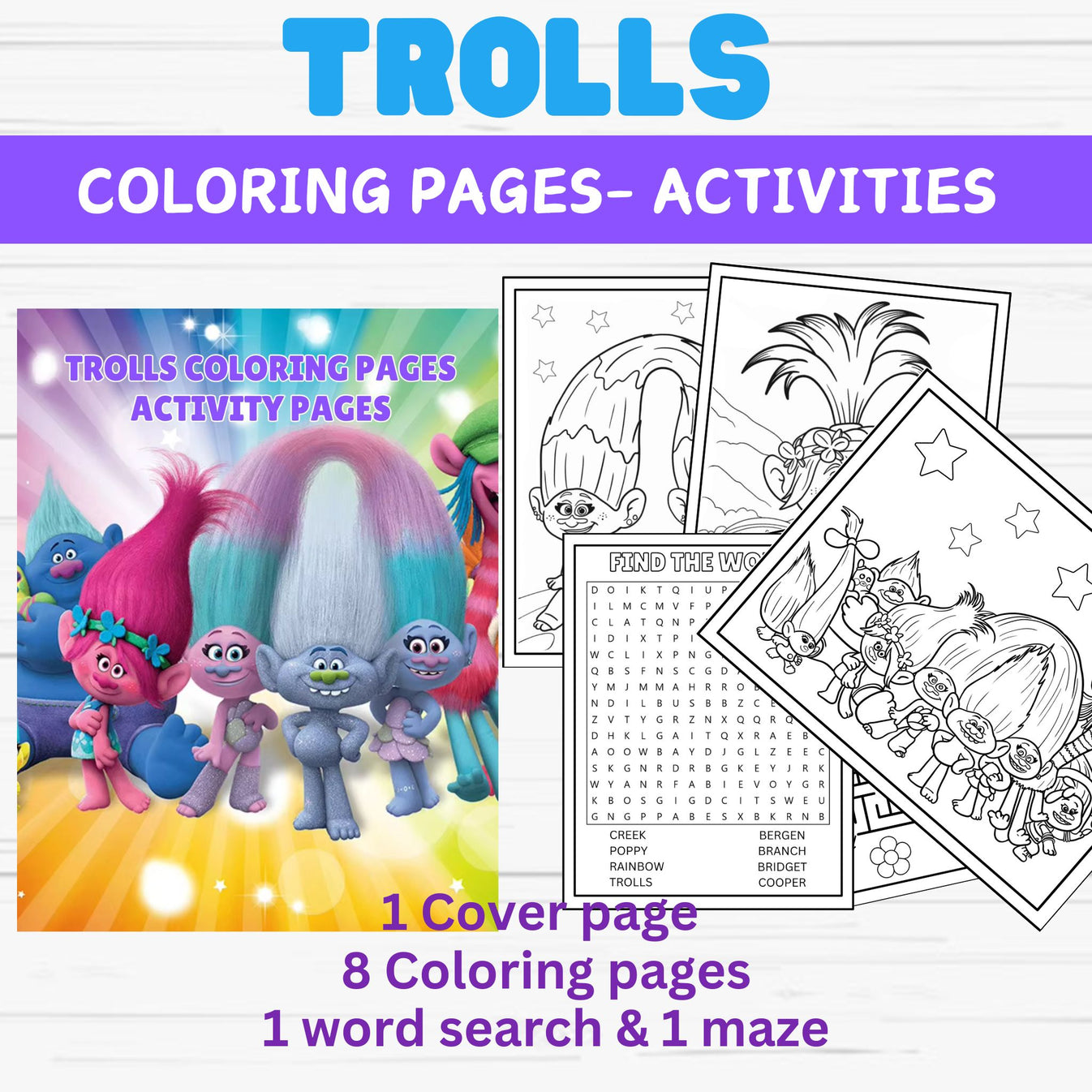 Trolls Coloring Pages Printable Online - Trolls Coloring Activity Page ...