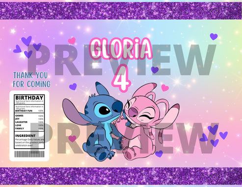 Lilo & Angel Chip Bag Template Editable in Canva- Cute Lilo and Angel ...