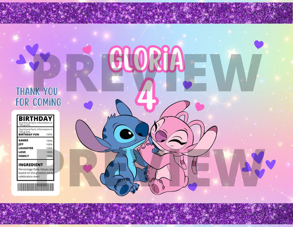 Lilo & Angel Chip Bag Template Editable in Canva- Cute Lilo and Angel ...