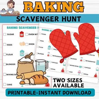 Baking Scavenger Hunt for Kids - Printable Baking Theme Scavenger Hunt ...