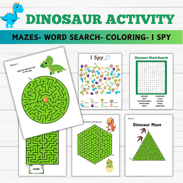 Dinosaur Activity Packet For Kids- Instant Download – Girly Girl Tutus
