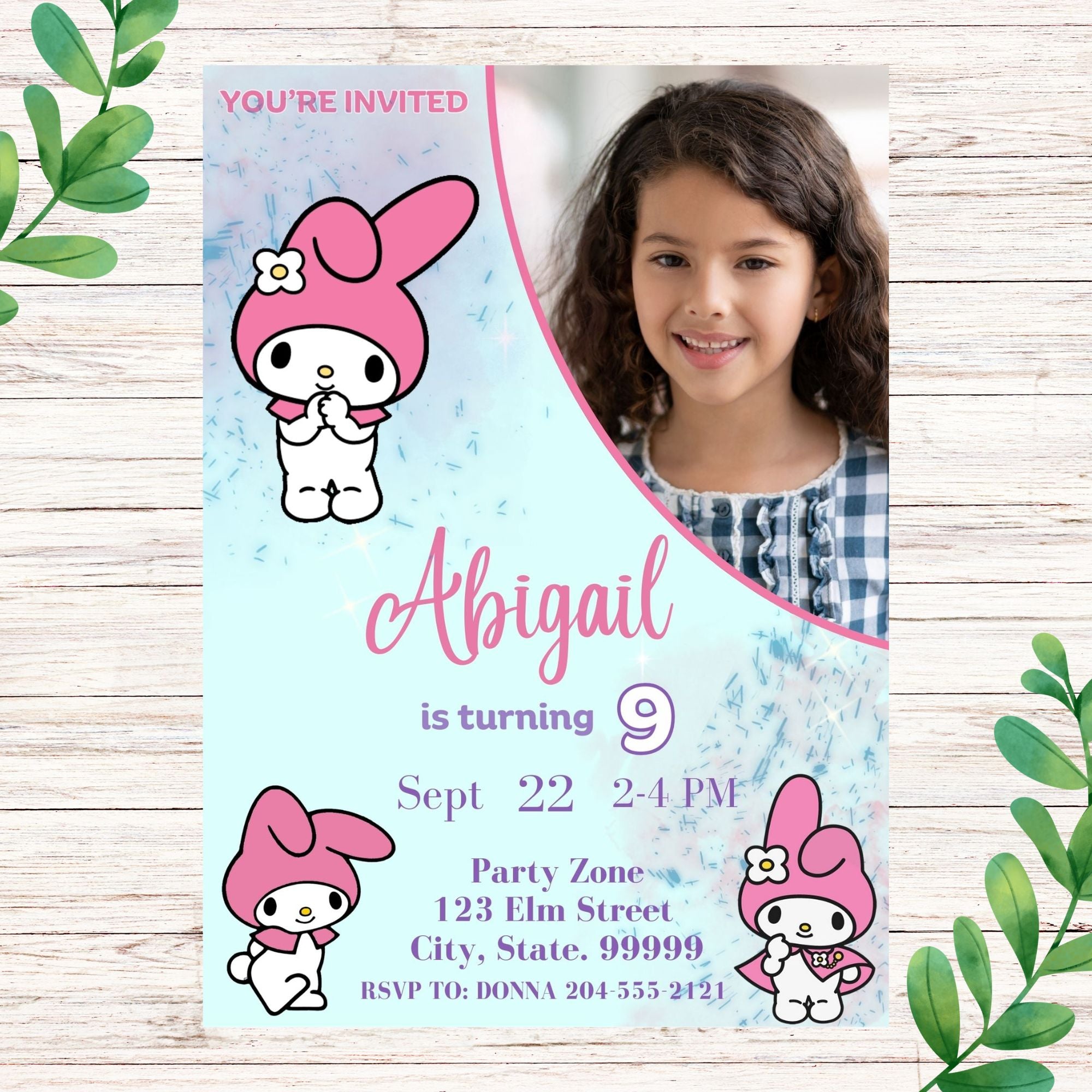 My Melody Kawaii Birthday Invitation- Melody Kawaii Kitten Party Invit ...