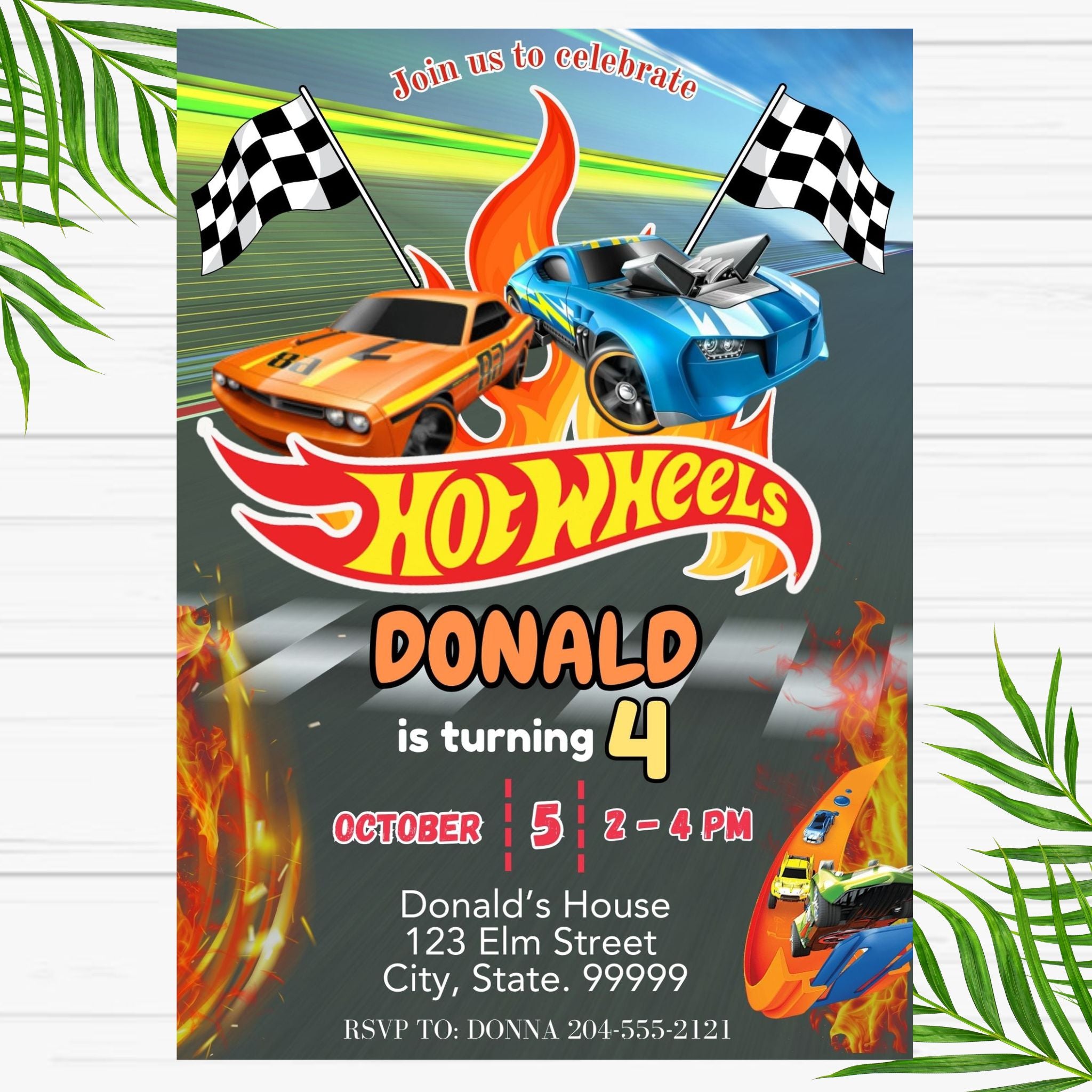 Hotwheels Personalized Birthday Invitation - Hotwheels Birthday Invita ...