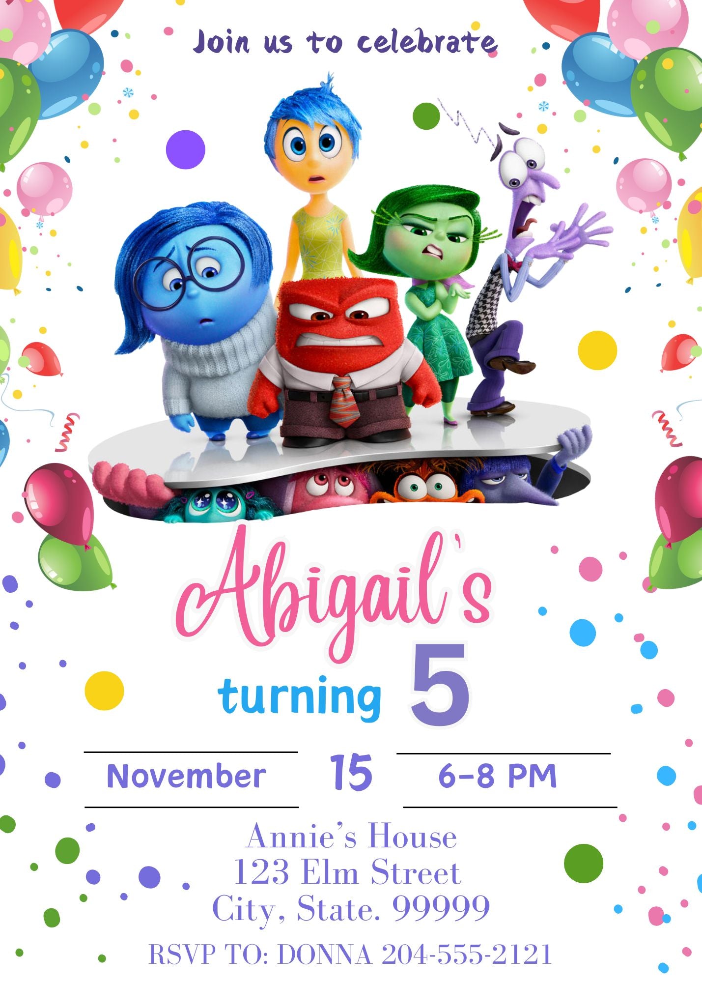 Inside Out Birthday Invitations- Inside Out Party - Printable – Girly ...