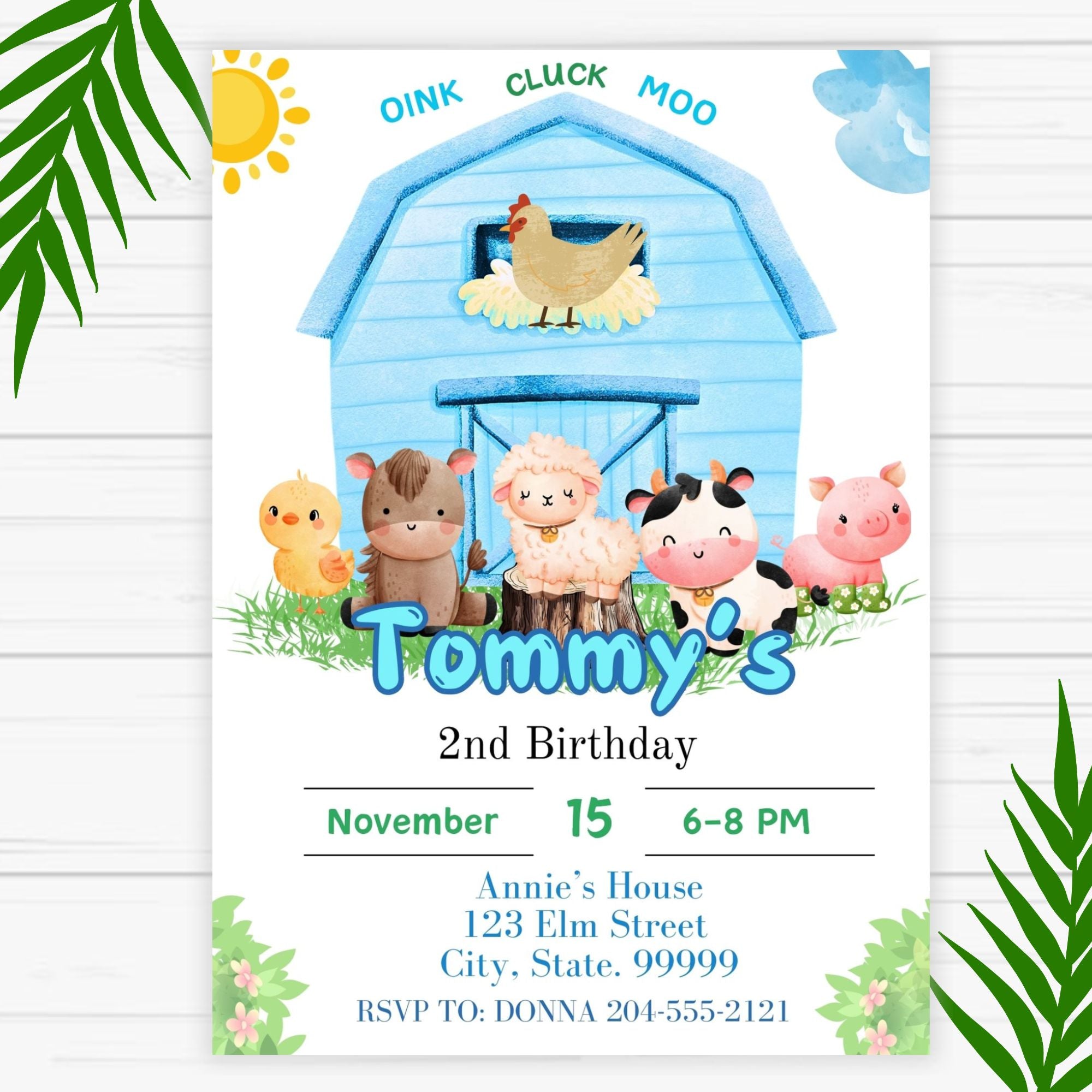 Farm Birthday Invitation for Boy - Farm Birthday Party Invitation ...
