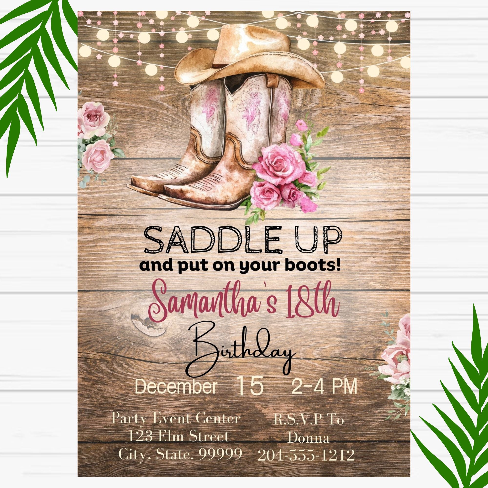 Cowgirl Birthday Invitation- Pink Cowgirl Birthday Party Invitations ...