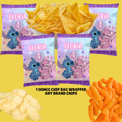 Lilo & Angel Chip Bag Template Editable in Canva- Cute Lilo and Angel ...