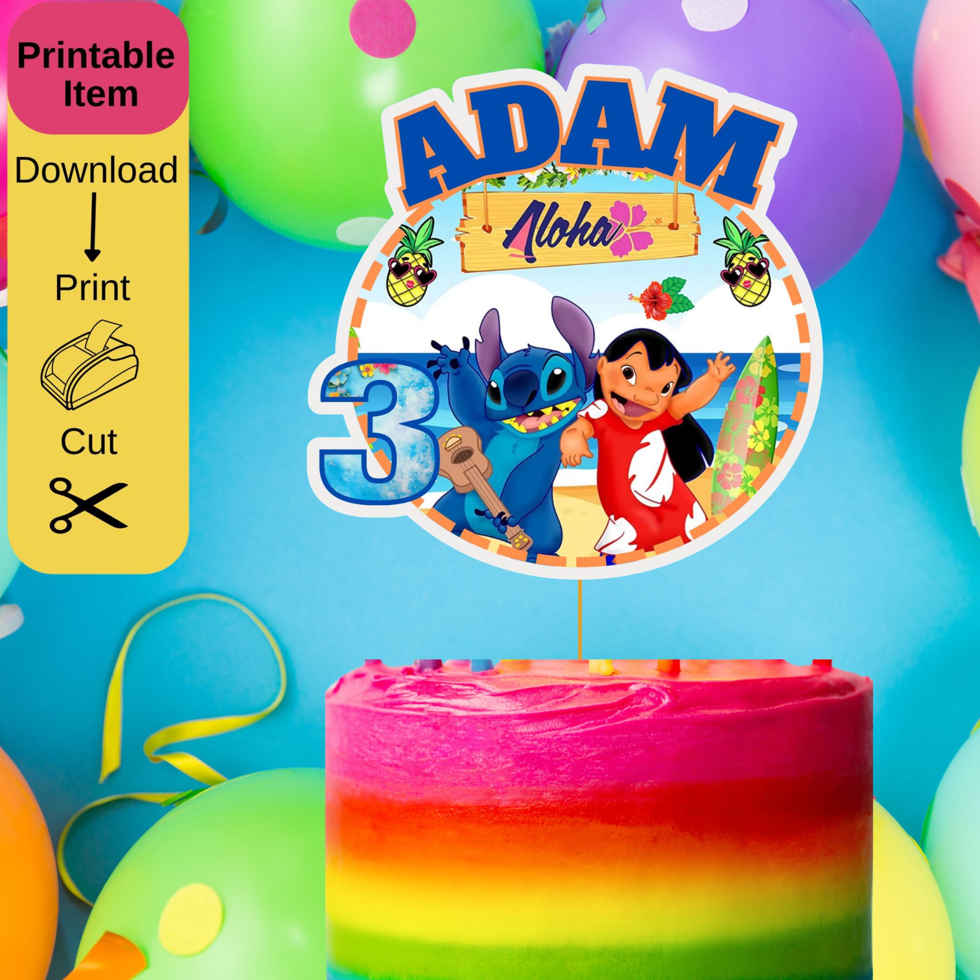 Lilo and Stitch Cake Topper - Lilo and Stitch Personalized Cake Topper ...