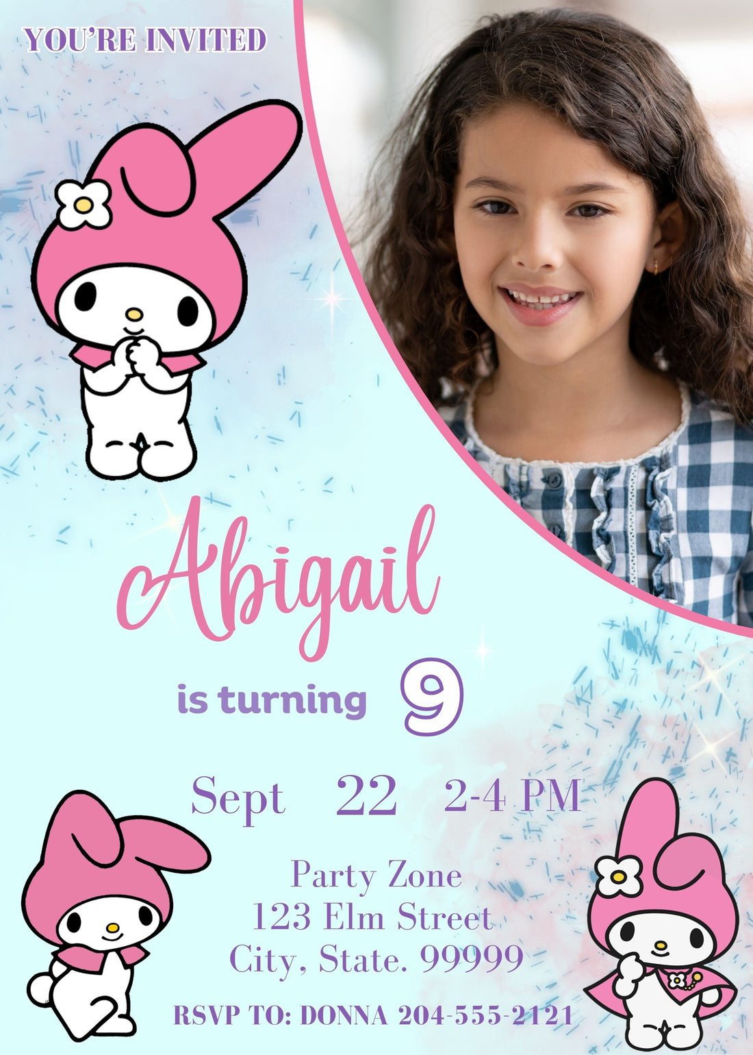 Editable My Melody Birthday Invitation | Kawaii Sanrio Party Invite ...
