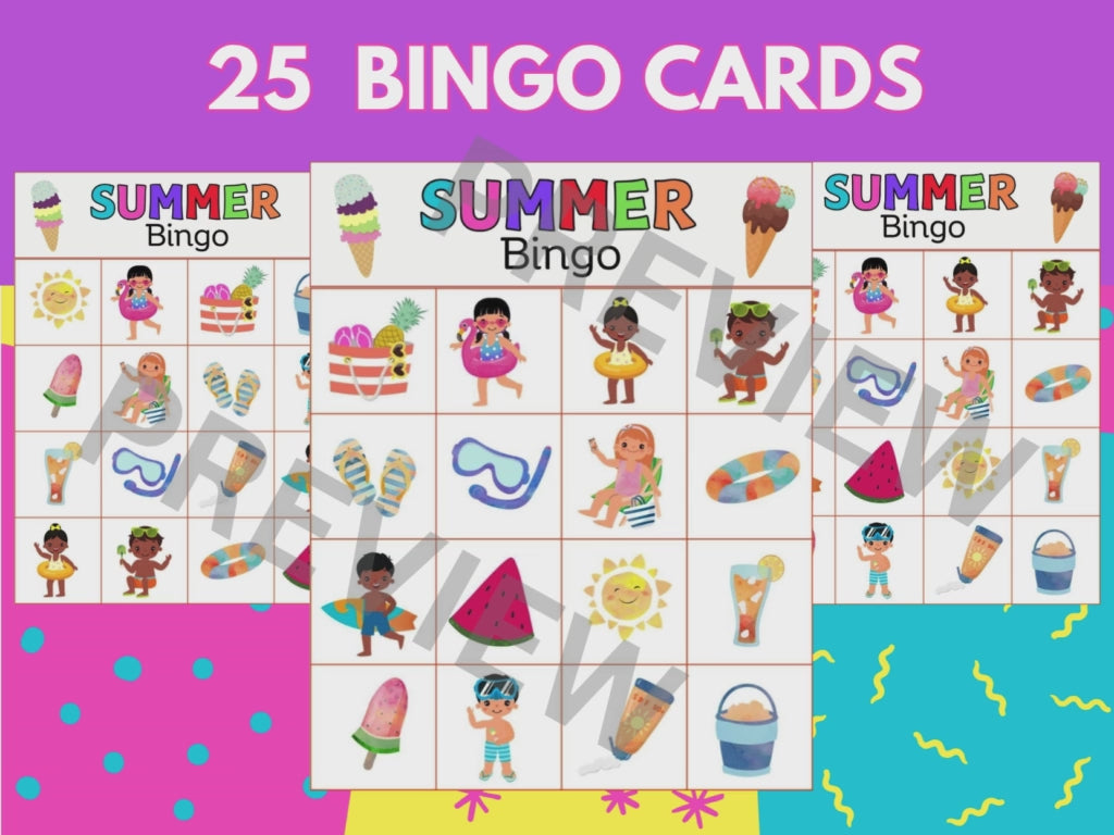 Summer Bingo- End of School Year Bingo for Kids - Instant Download ...