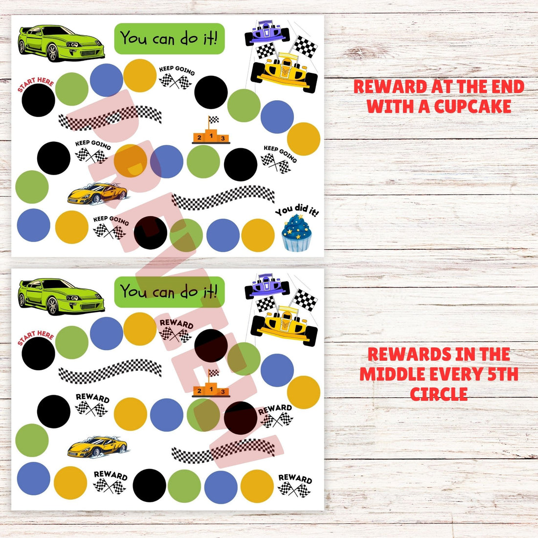 Racing Car Reward Chart- Kids Race Car Behavior Reward Charts Printabl ...