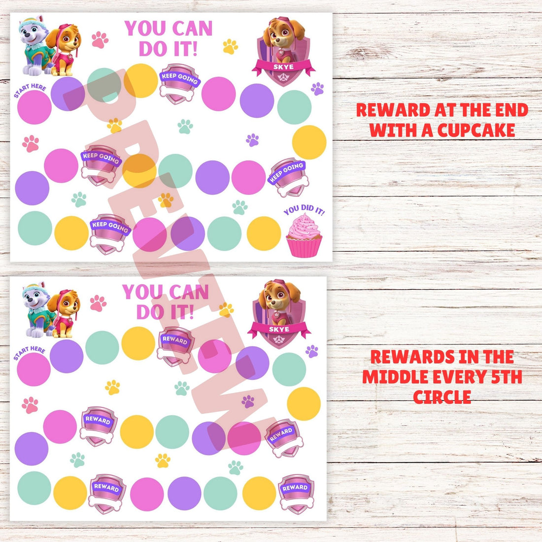 Skye and Everest Paw Patrol Reward Chart - Printable Girl Paw Patrol R ...