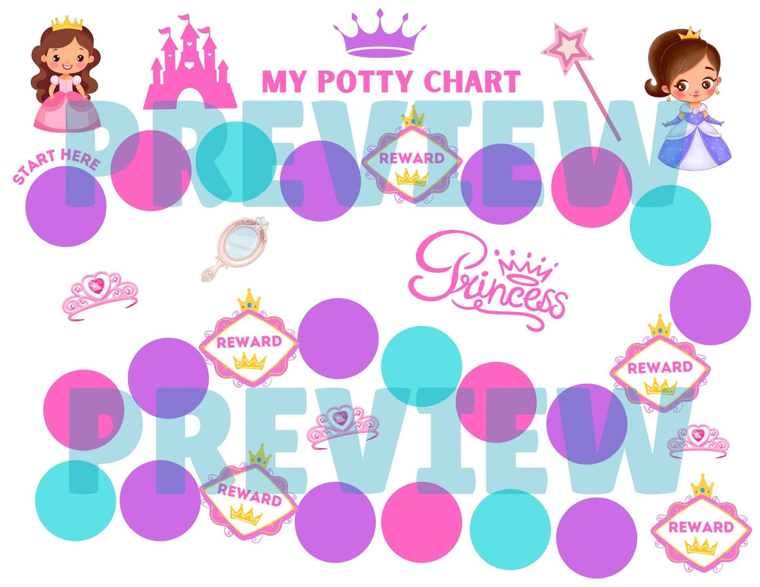 Princess Potty Training Chart for Girl - Printable Princess Themed Pot ...