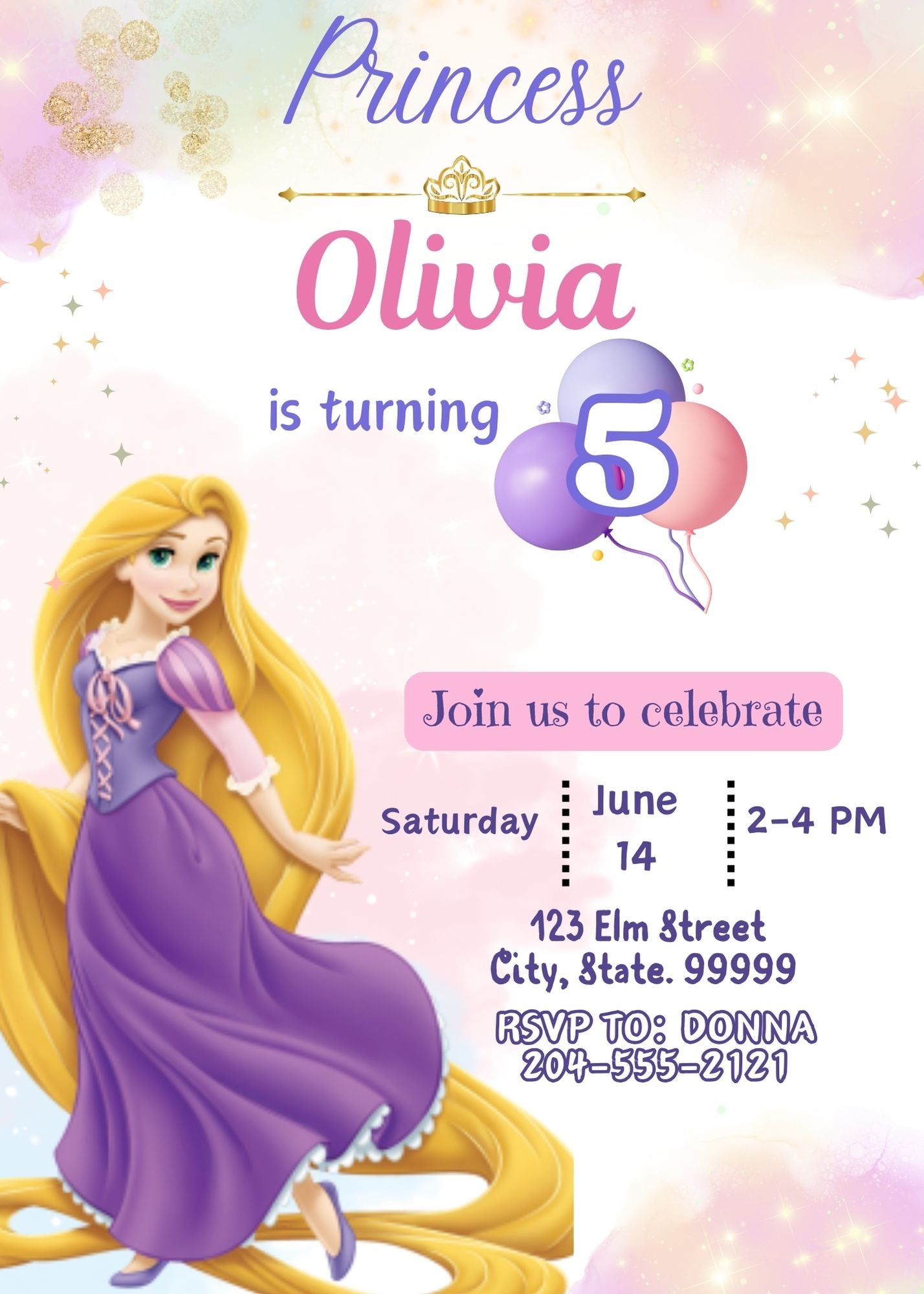 Tangled Rapunzel Birthday Party Invitations - Printable – Girly Girl Tutus