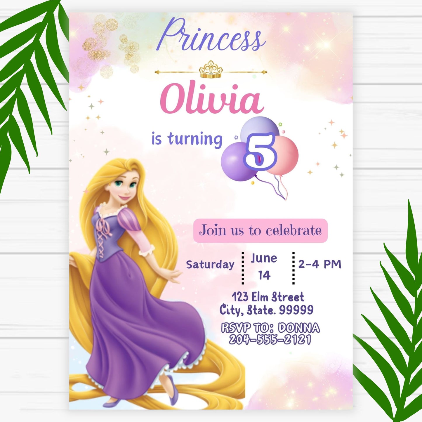 Tangled Rapunzel Birthday Party Invitations - Printable – Girly Girl Tutus