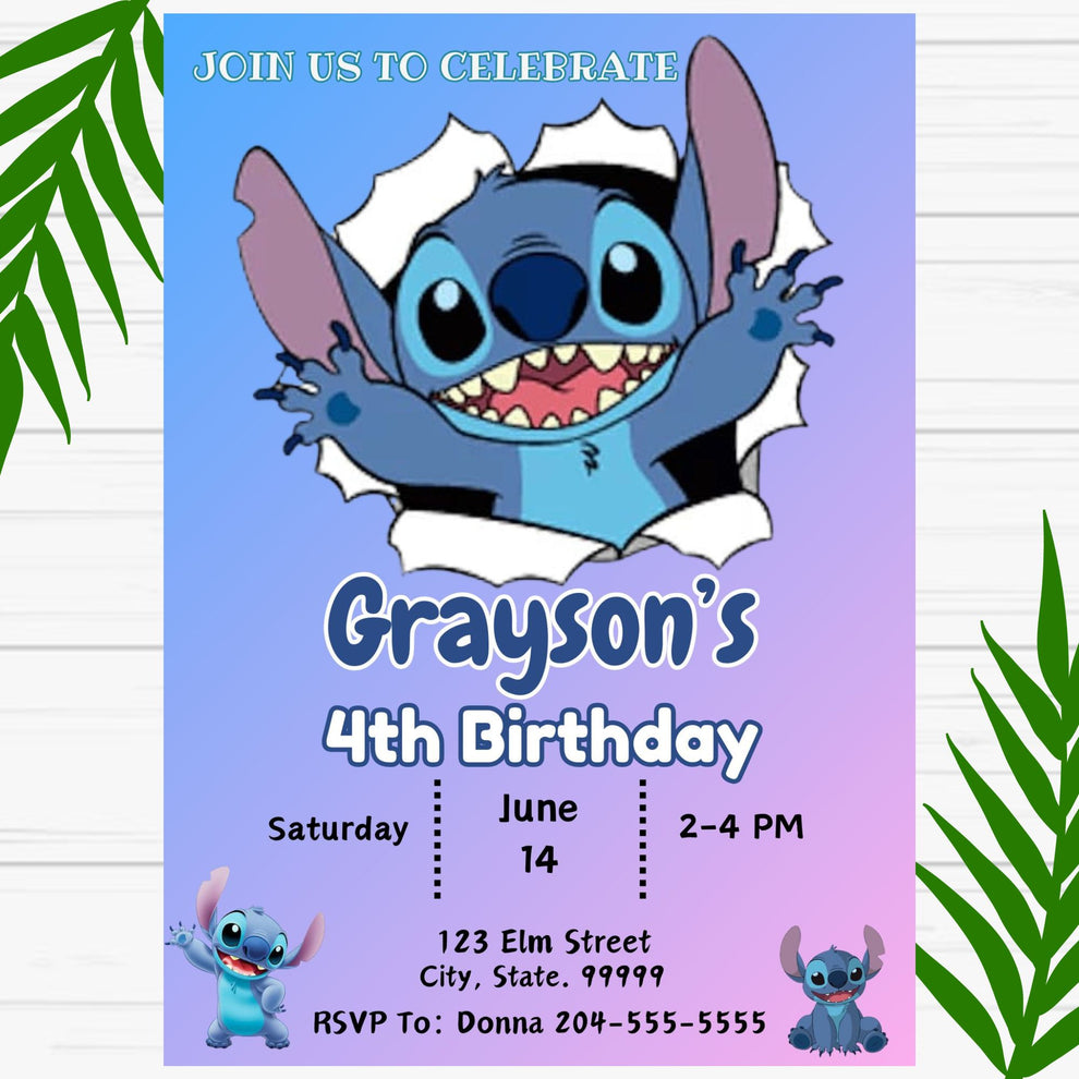 Stitch Birthday Invitation - Lilo and Stitch Invitation – Girly Girl Tutus
