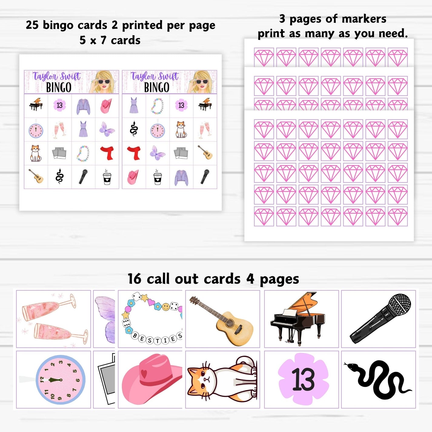 Taylor Swift Music Bingo | Swiftie Party Game | Printable Digital Down ...