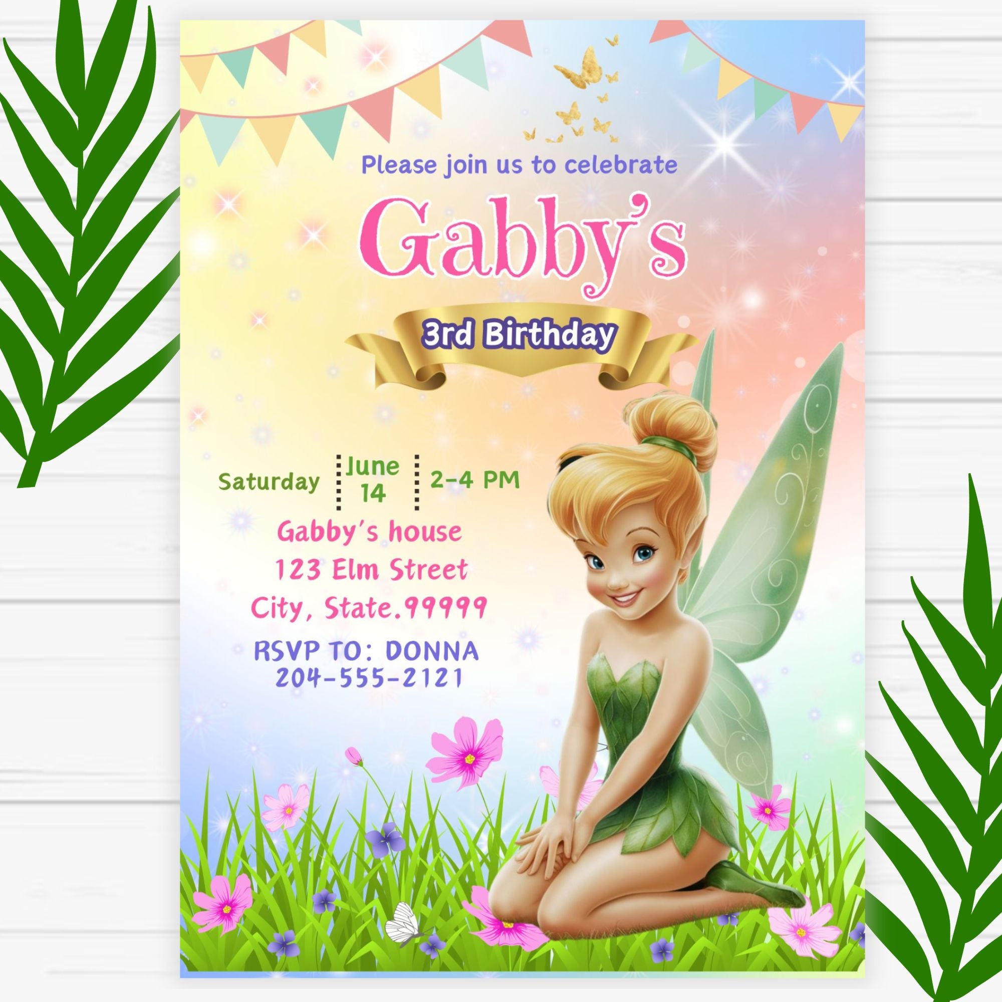 Tinkerbell Personalized Birthday Invitation - Tinkerbell Party – Girly ...