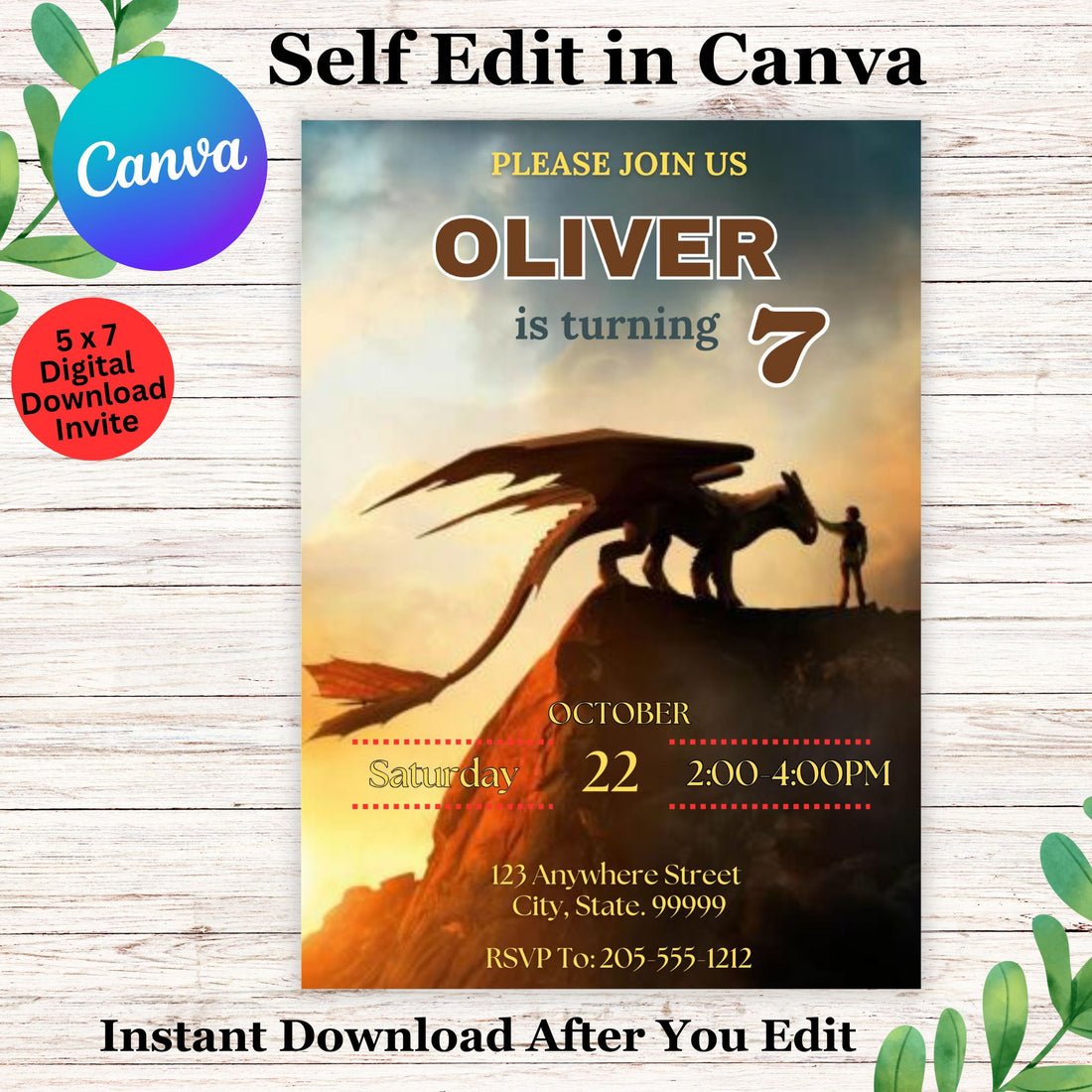 How to Train Your Dragon Birthday Invitation Template - Editable Train ...