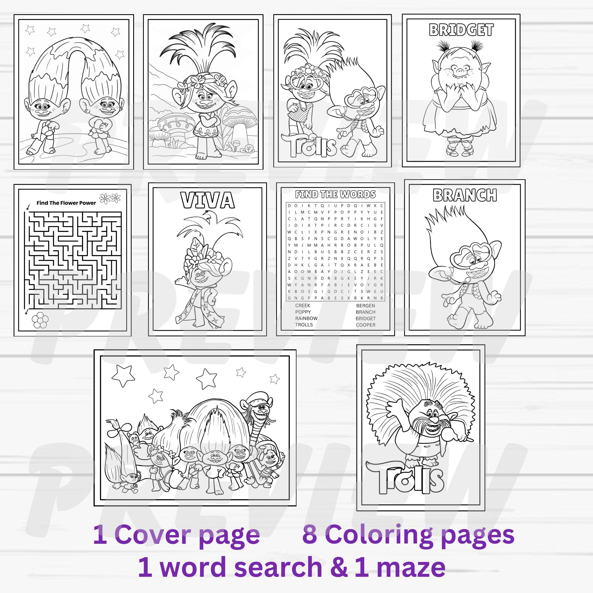 Trolls Coloring Pages Printable Online - Trolls Coloring Activity Page ...
