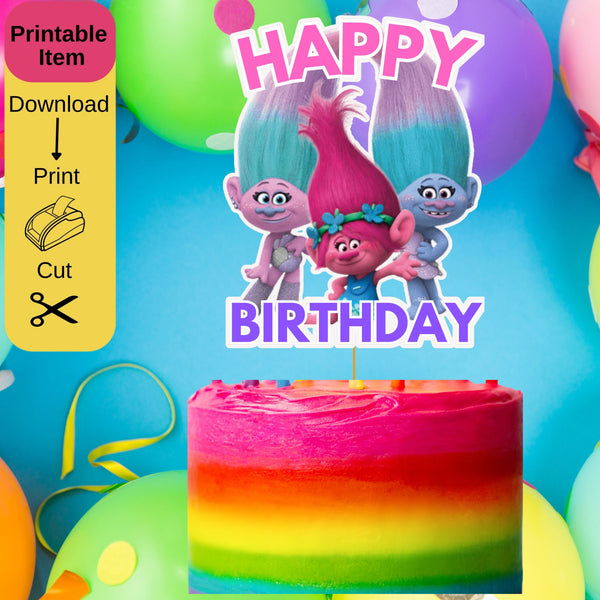 Trolls Poppy Cake Topper - Trolls Cake Topper Instant Download – Girly ...