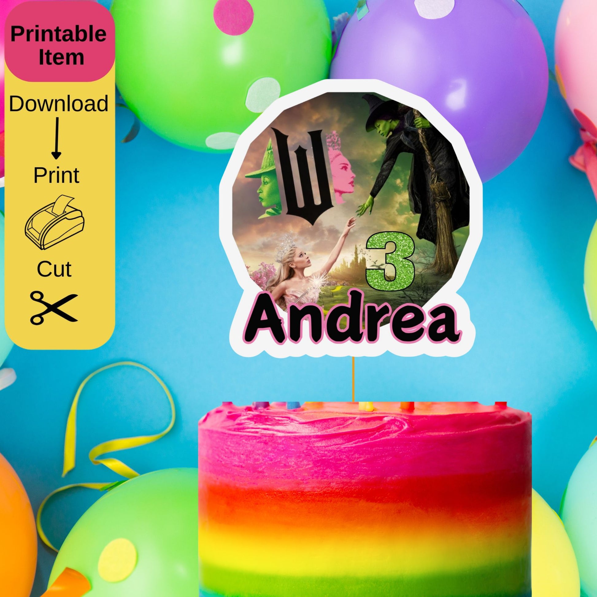 Wicked Birthday Cake Topper - Girl Personalized Wicked Cake Topper ...